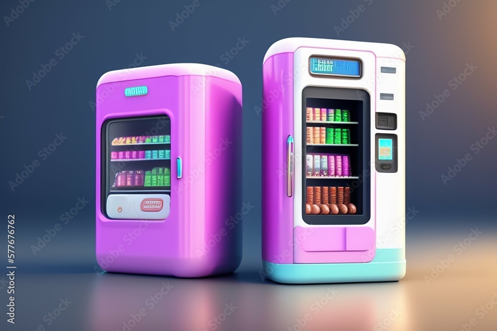 Tiny vending machine, cute 3d render, pastel colors. cute extremely ...