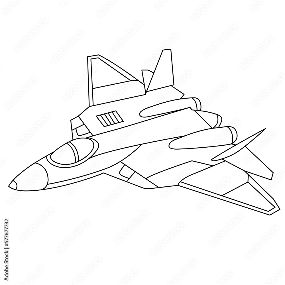 Military Aircraft Coloring Book For Children And Adults. Air Fighter ...