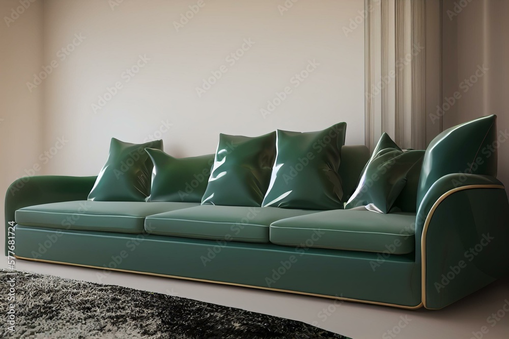L Shape Emerald Green Sofa Couch Isolated on Transparent Background PNG ...