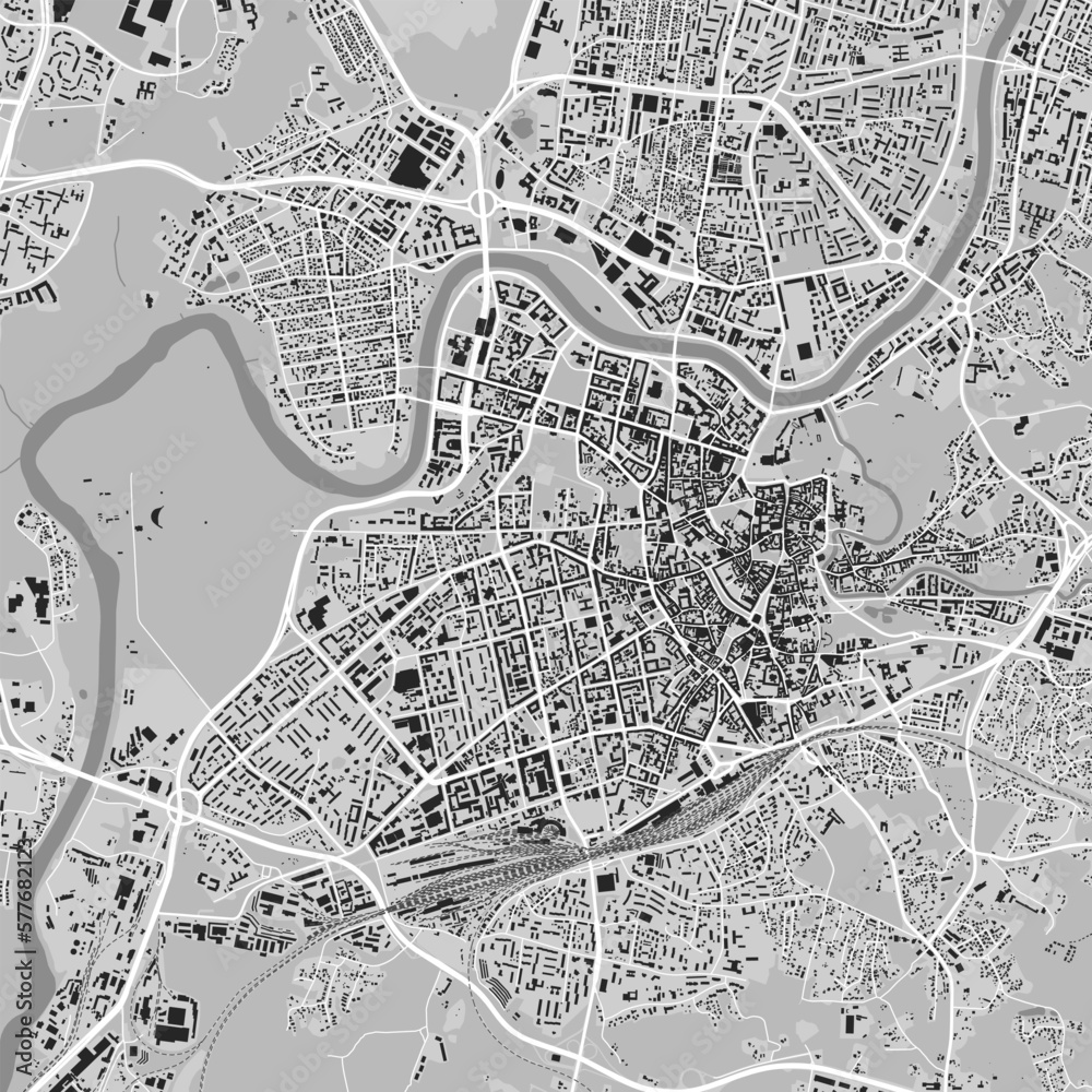 Vilnius city map, grey square urban area municipal map, Lithuania ...