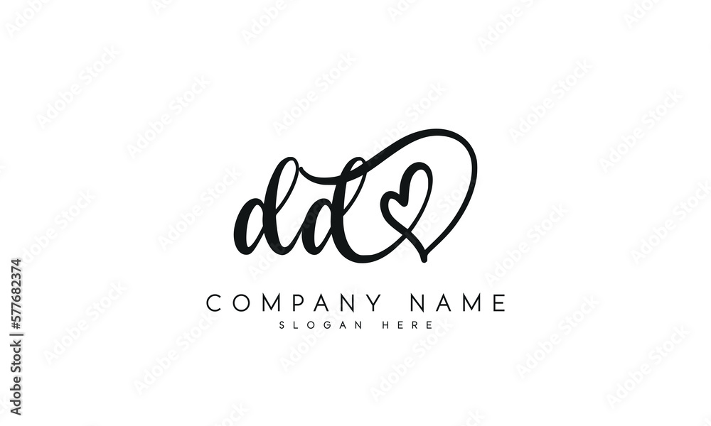 Handwriting letter dd logo design on white background. Stock Vector ...