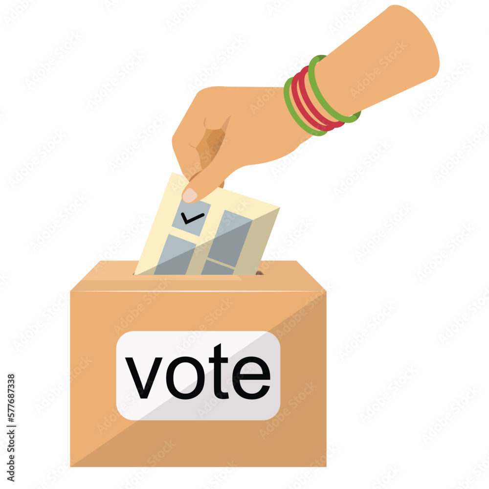 Hand voting ballot box icon, Election Vote concept, Simple line design ...