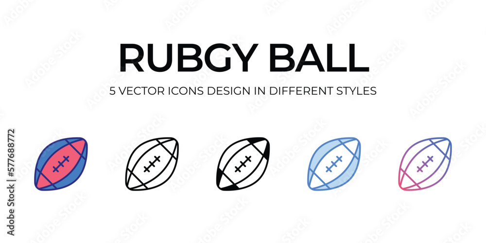 rugby ball Icon Design in Five style with Editable Stroke. Line, Solid ...
