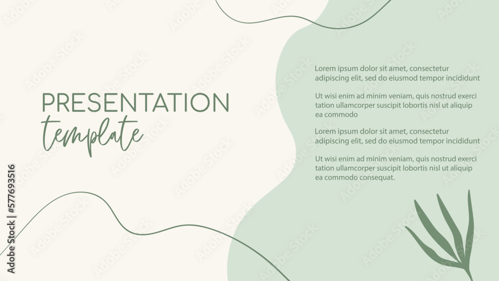 Presentation organic green template. Natural floral green minimal ...
