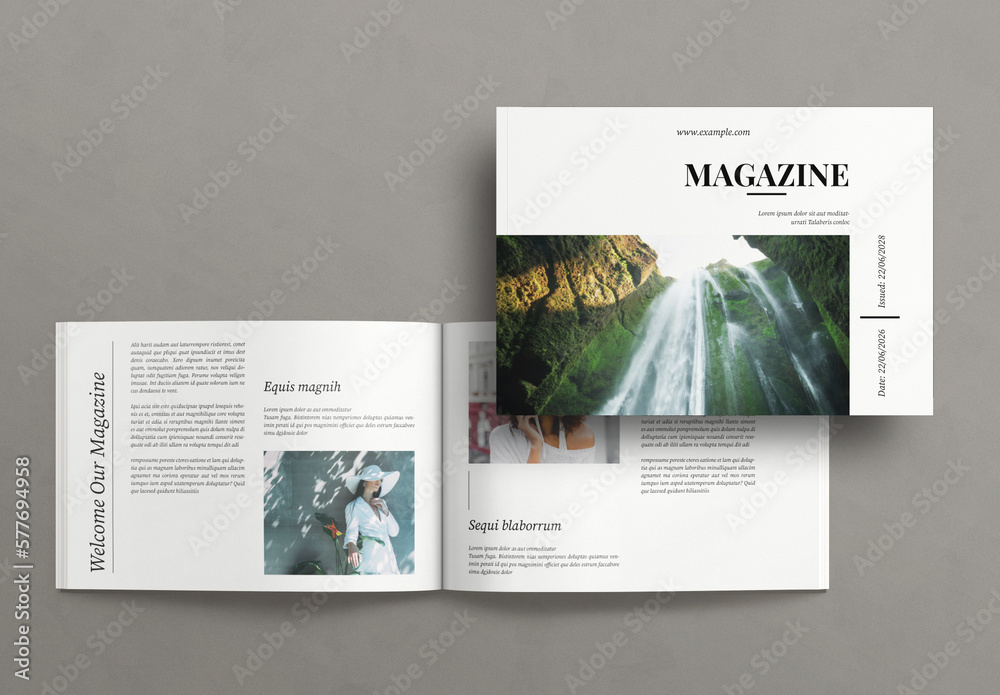 Magazine Layout with Landscape Stock Template | Adobe Stock
