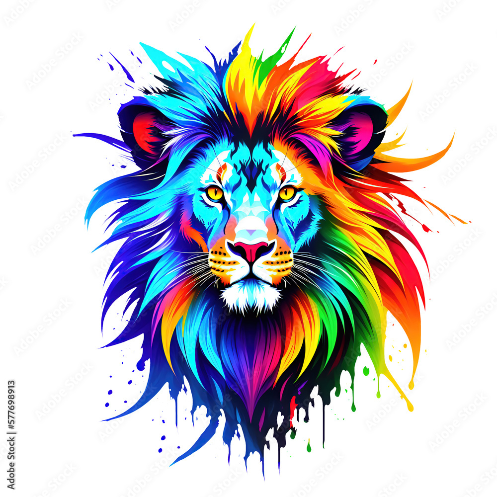 Colorfull lionhead design - transparent background - PNG Stock ...