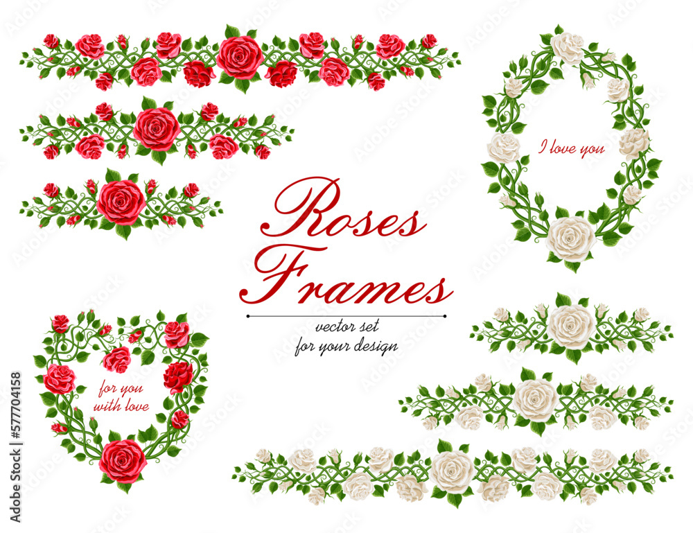 beautiful wreath of red roses and white roses, leaves and bindweed ...