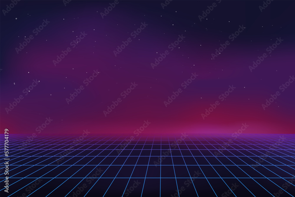 Retro game background. Digital waves. Abstract future landscape. 3D ...