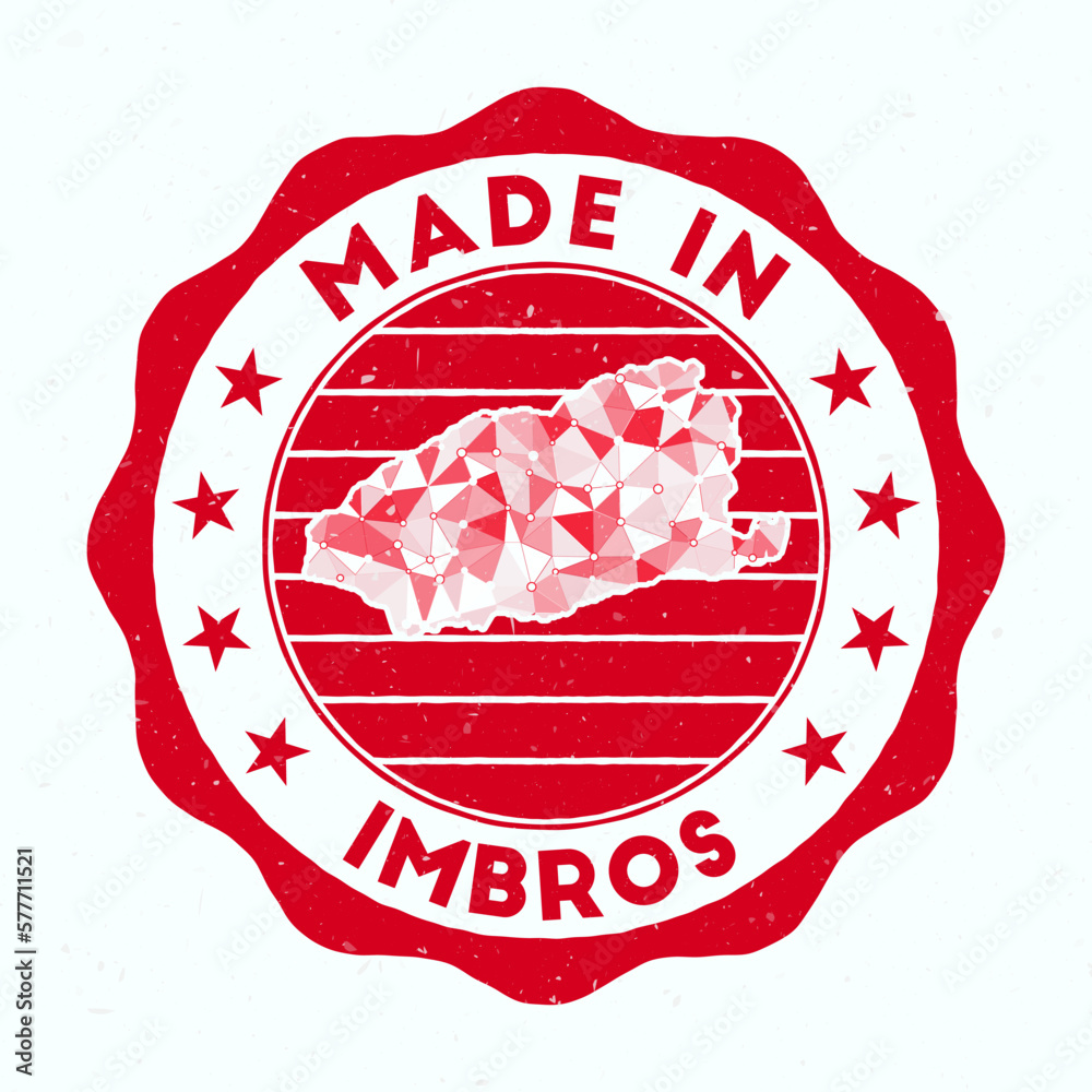Made In Imbros. Island round stamp. Seal of Imbros with border shape ... Made In Imbros. Island round stamp. Seal of Imbros with border shape ...