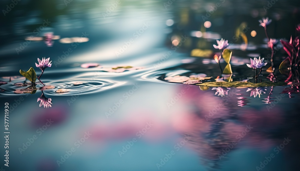 Abstract beautiful close up spring pond water. Splash screen or nature ...