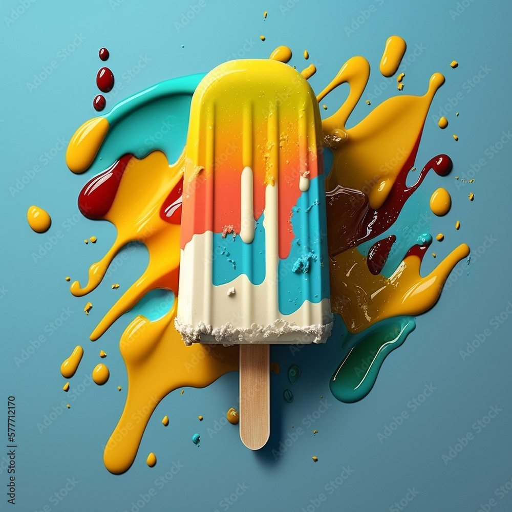 Sweet frozen ice cream - popsicle dessert. Concept for National Ice ...