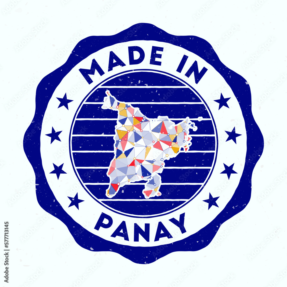 Made In Panay. Island round stamp. Seal of Panay with border shape ...
