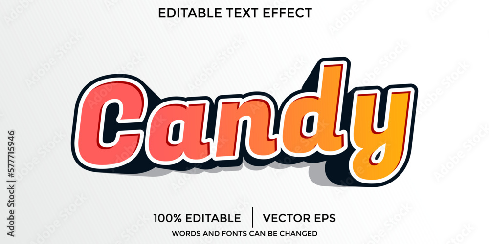 vector candy sugar text effect editable modern lettering typography ...