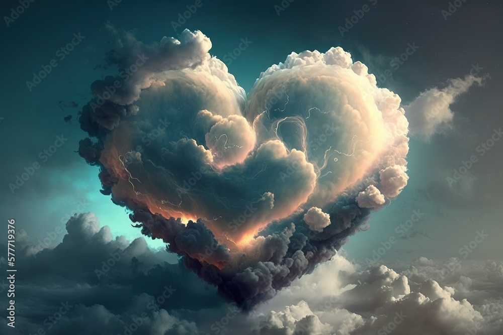 Love heart cloud background wallpaper created with Generative AI Stock ...