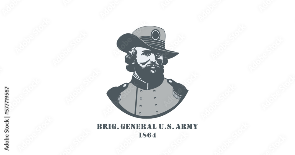 Vector monochrome stylistic portrait of a brigadier general of the us ...