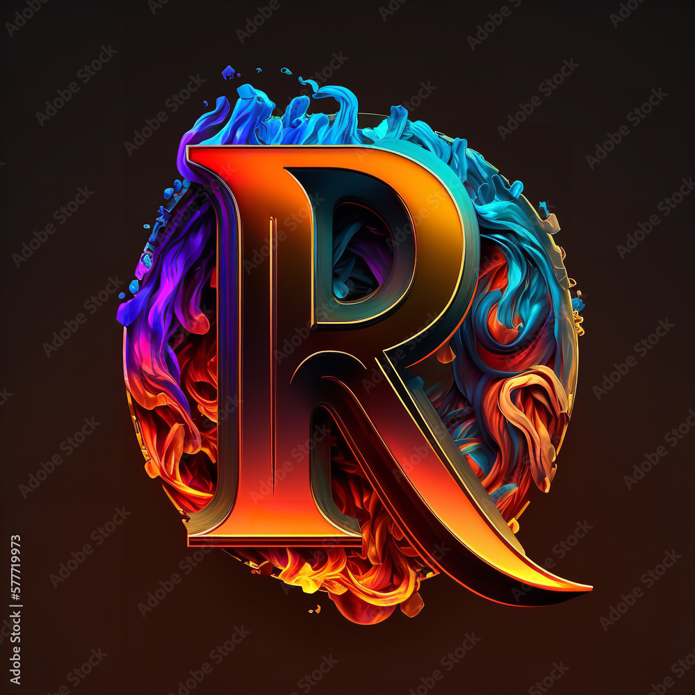 letter R in flames Stock Illustration | Adobe Stock