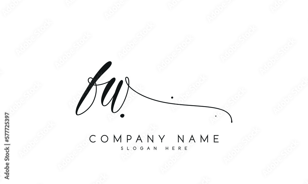 Handwriting letter fw logo design on white background. Stock Vector ...