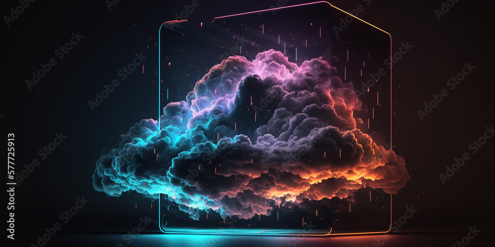 Cloud computing technology concept. Futuristic illustration. AI ...