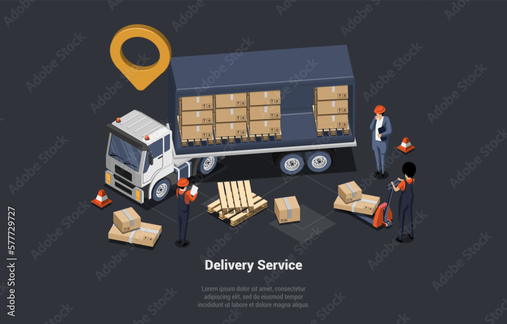 Delivery Service Truck And Global Logistics Business, Cargo Land ...