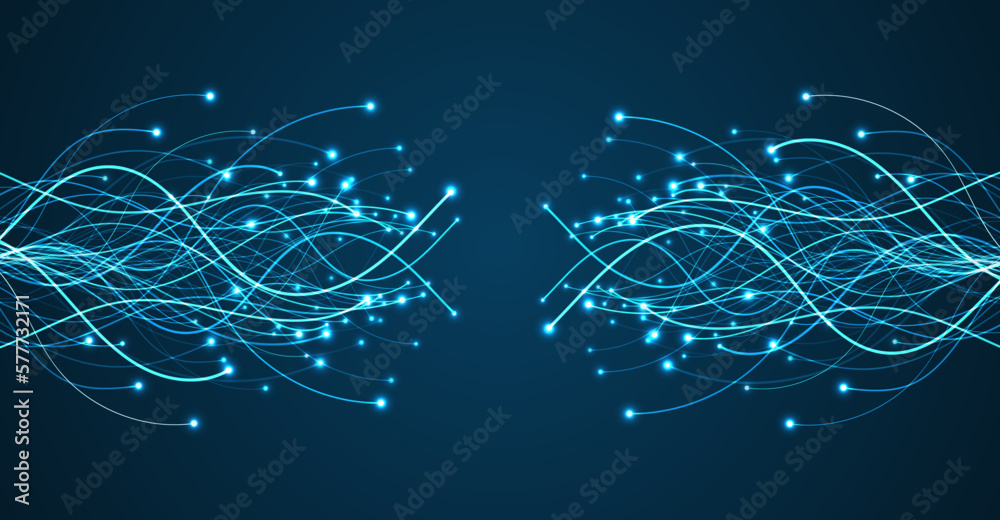 Ai technology. Concept of artificial intelligence. Blue and dots lines ...