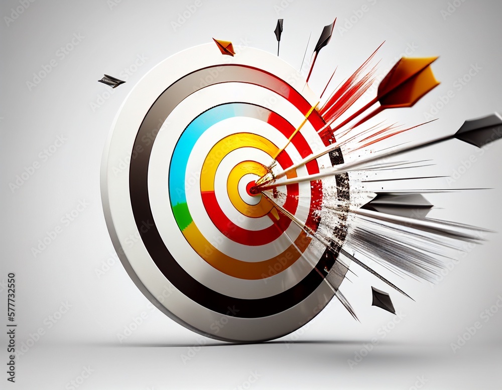 Arrows that stick right into the middle of the colorful bullseye ...