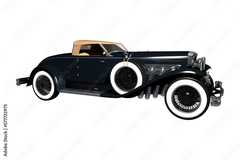 3D Dark elegant classic car isolated on transparent background Stock ...