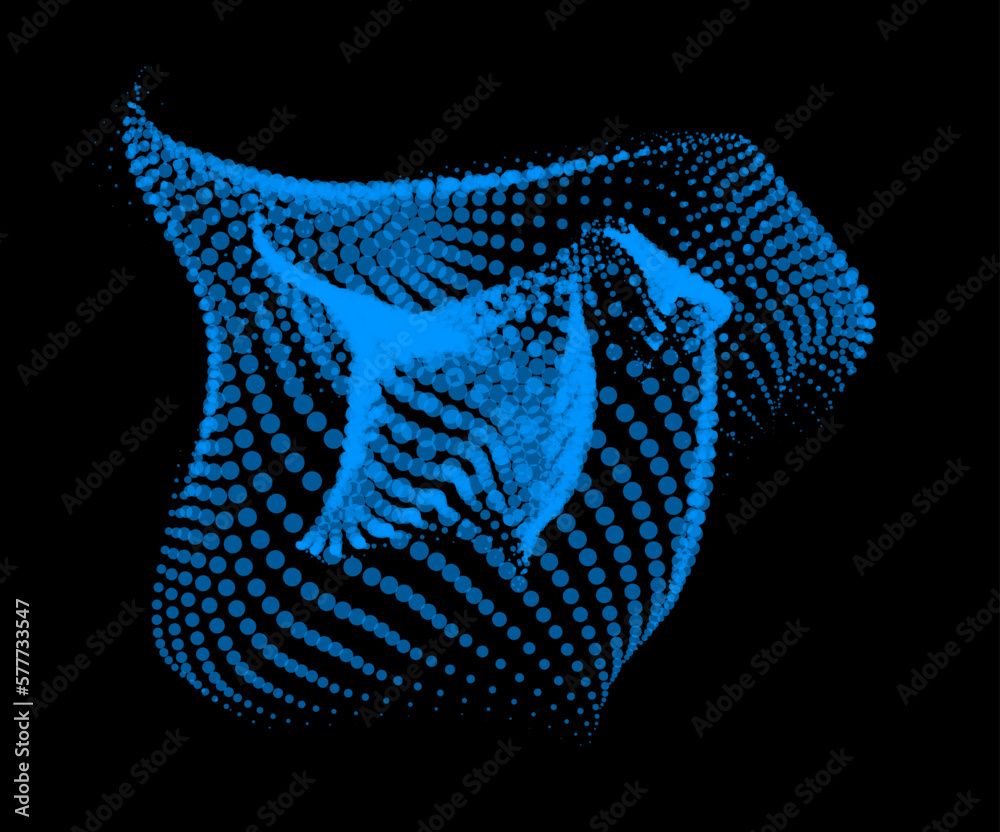 3d Dynamic Node Of Big Data Dots Science Wave Infinity Sinusoid Line From Particles Swirl Hill