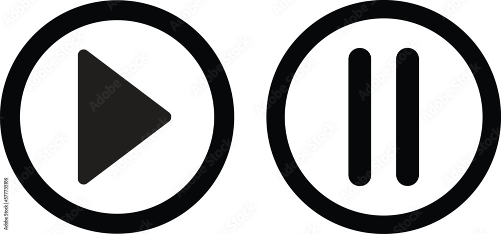 Play and Pause button icon. Media player control icon Stock Vector | Adobe Stock