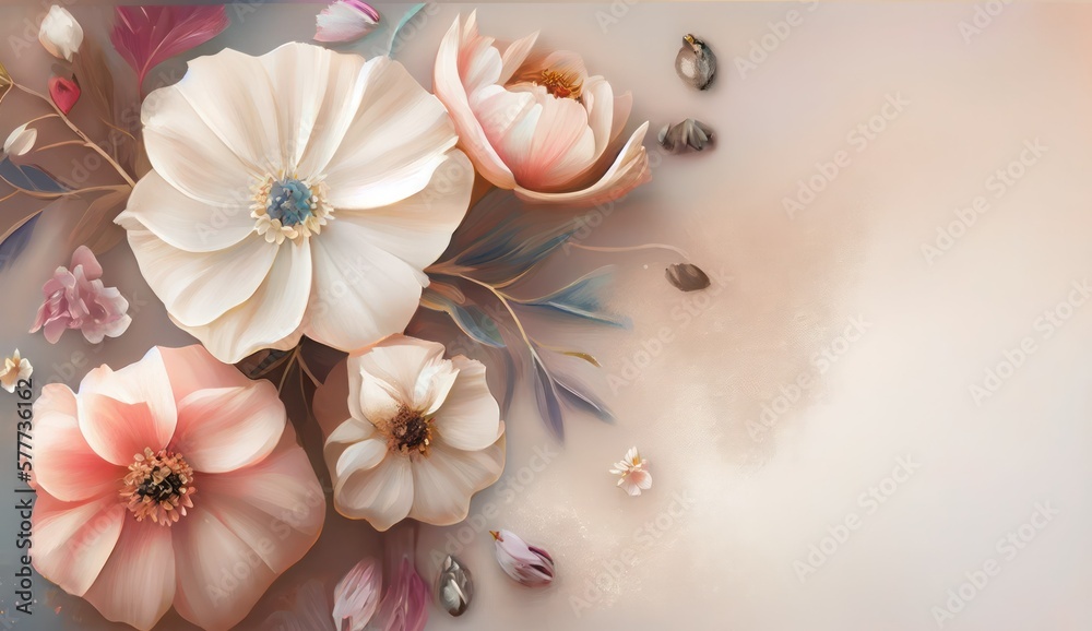 Abstract background with images of flowers in pastel colors with free ...