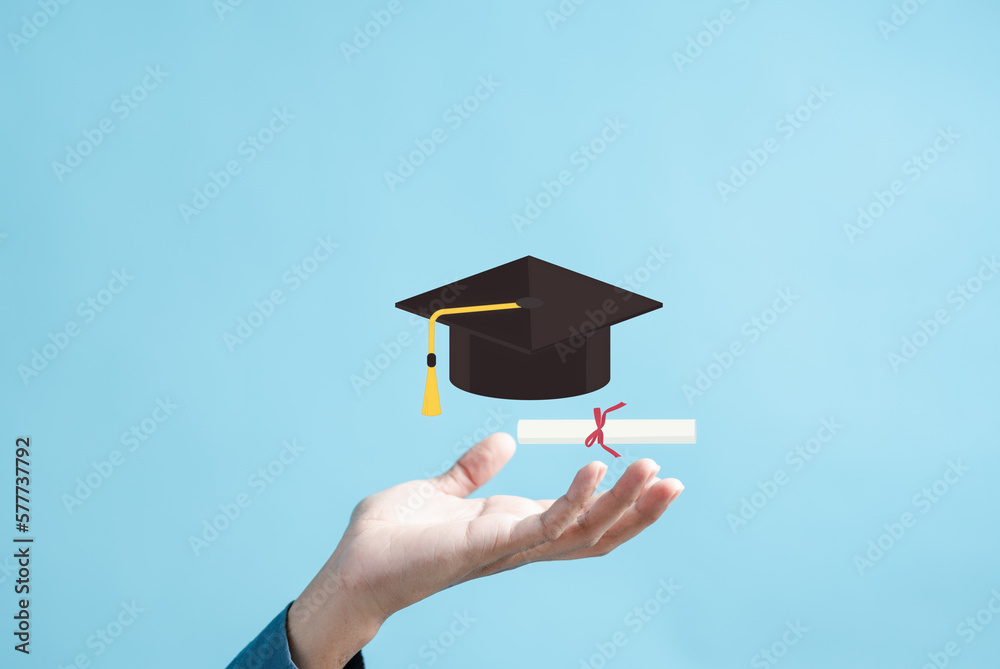 Education leading to success goal graduation. Career path and first for ...