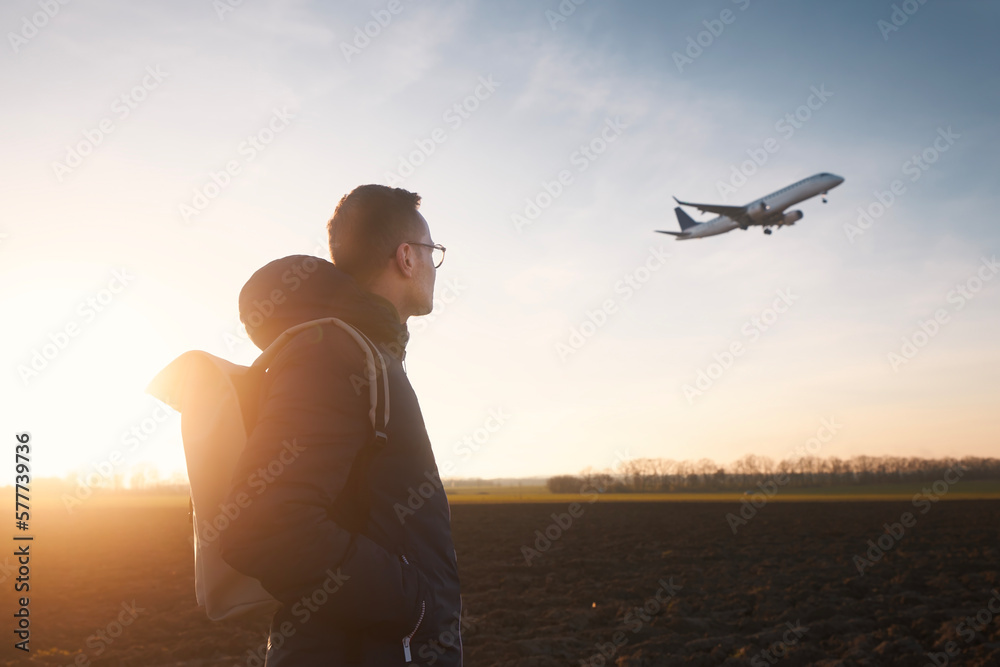 Looking Up At Airplane