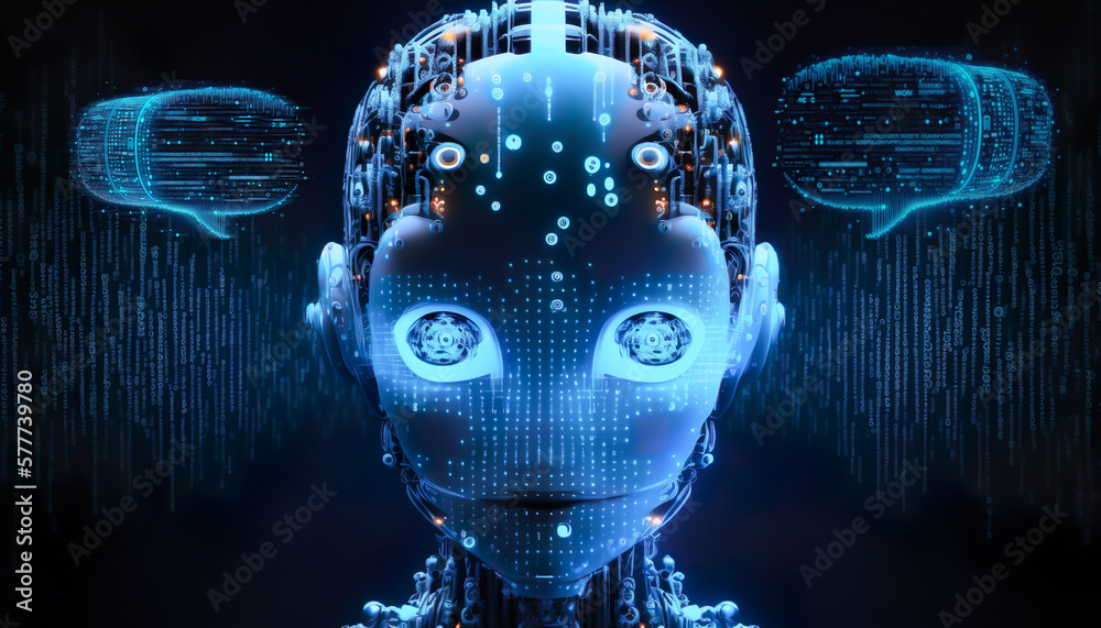 Robotic ai,chat bot.futuristic technology or machine learning data ...