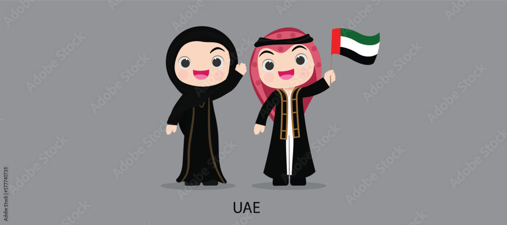 national dress with a flag. Man and woman in traditional costume ...