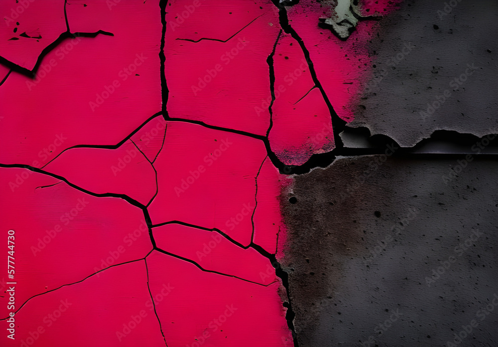 Black red rough surface. Toned old concrete wall. Viva magenta color ...
