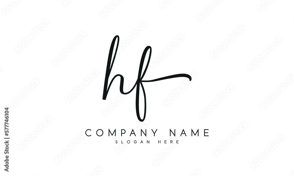 Handwriting letter hf logo design on white background. Stock Vector ...