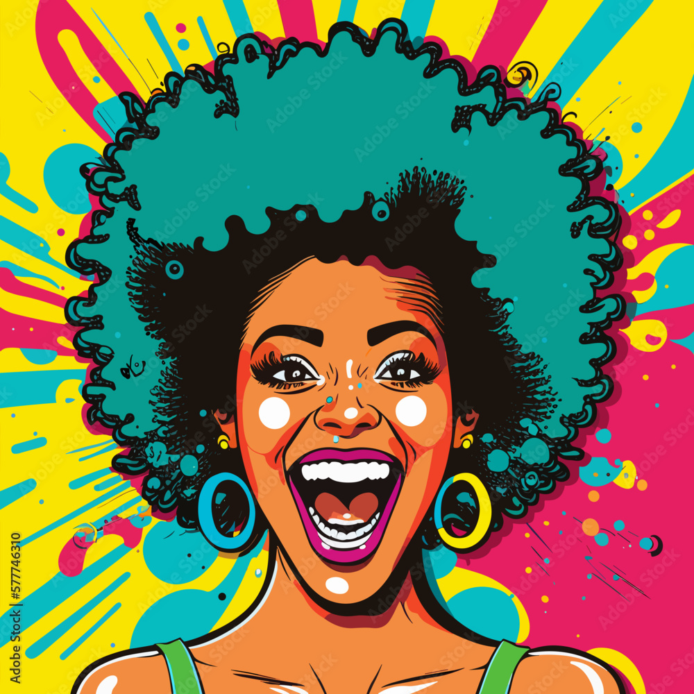 Colorful cartoon of black woman smiling Stock Vector | Adobe Stock