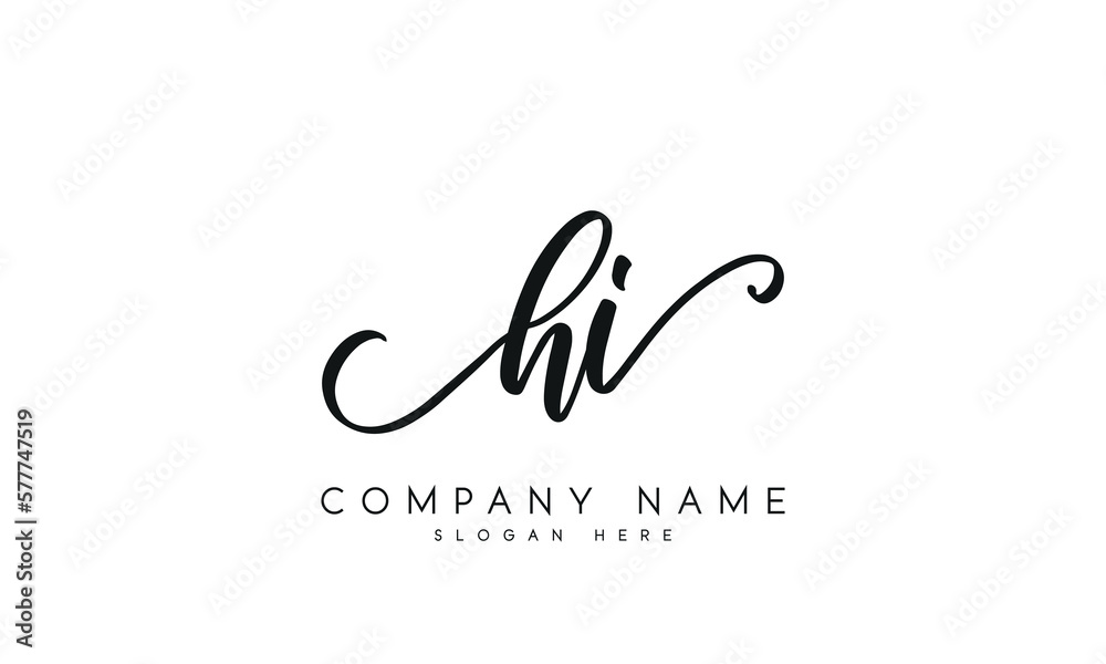 Handwriting letter hi logo design on white background. Stock Vector ...