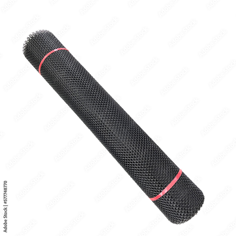 Black plastic net (pvc net) weaving plastic lines isolated on white ...