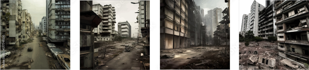 Concept apocalypse survivor, ruins city after earthquake in Turkey ...