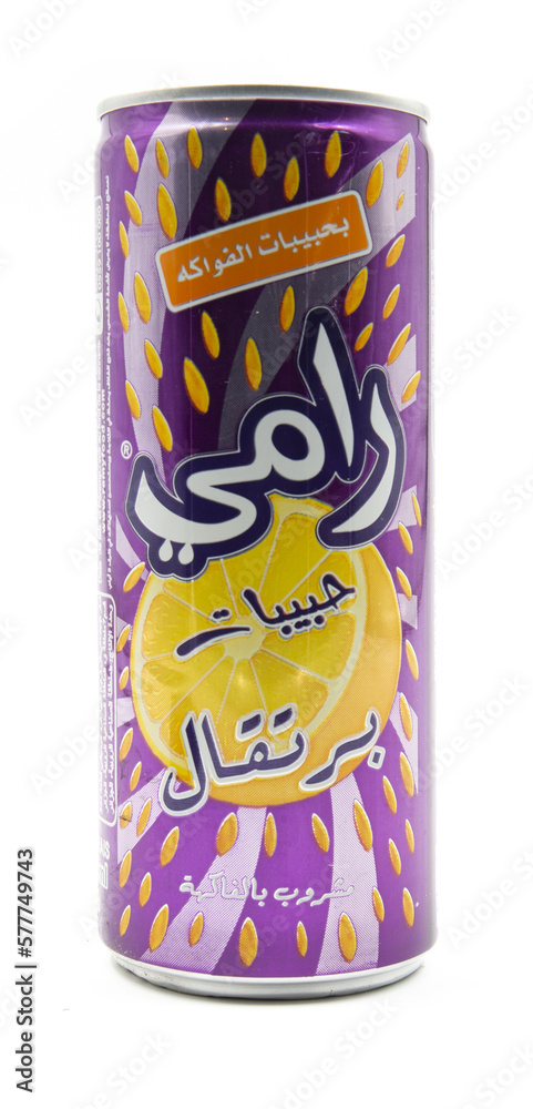 Algers, Algeria - March 04, 2023 - Ramy soft drink can in arabic ...