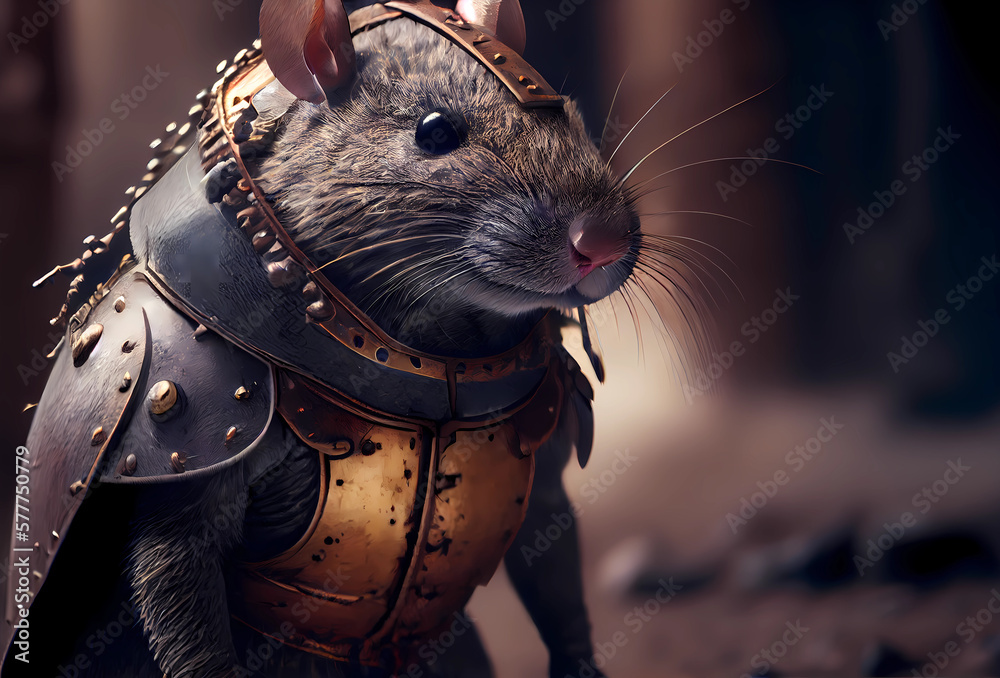 little rat warrior in armor. dangerous rodent of the Middle Ages. ai ...