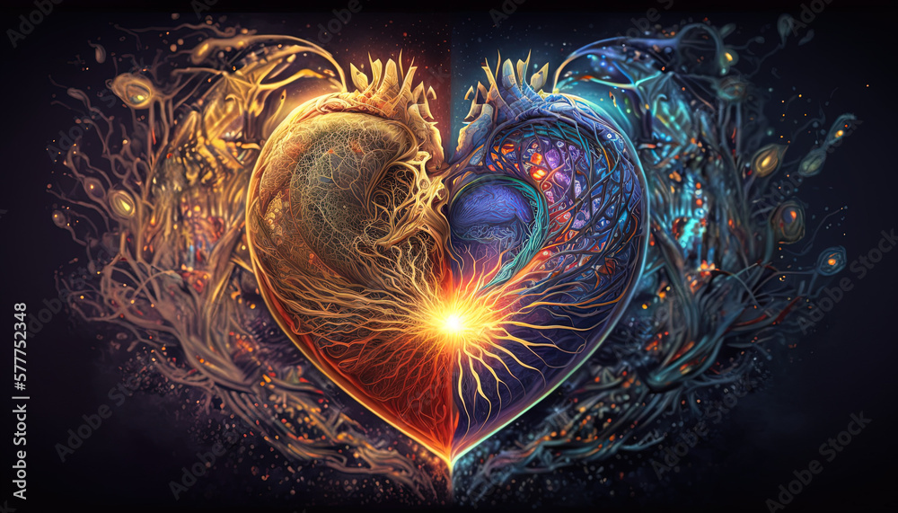 Heart home of the soul, concept, beautiful esoteric heart connected to ...