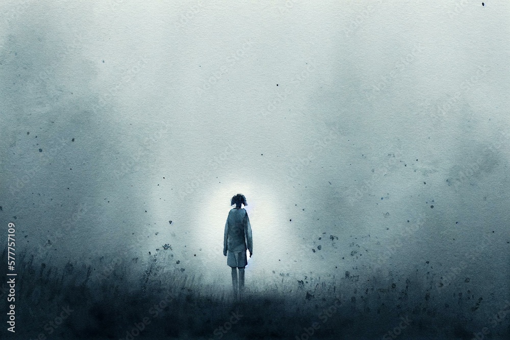 Generative AI illustration of concept image of loneliness, depression ...