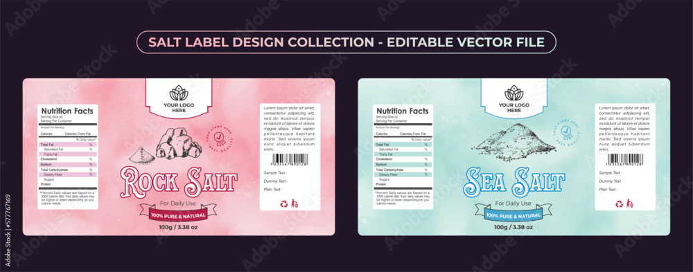 Salt label design Sea salt packaging design, iodized salt rock salt for ...
