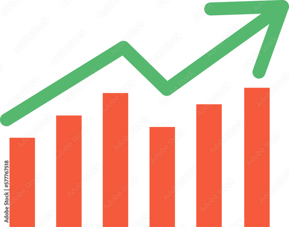 Bullish graph with transparent background, indication of progress ...