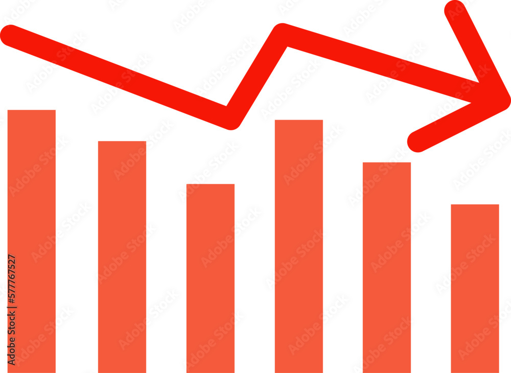 Vetor de Bearish graph with transparent background, indication of ...