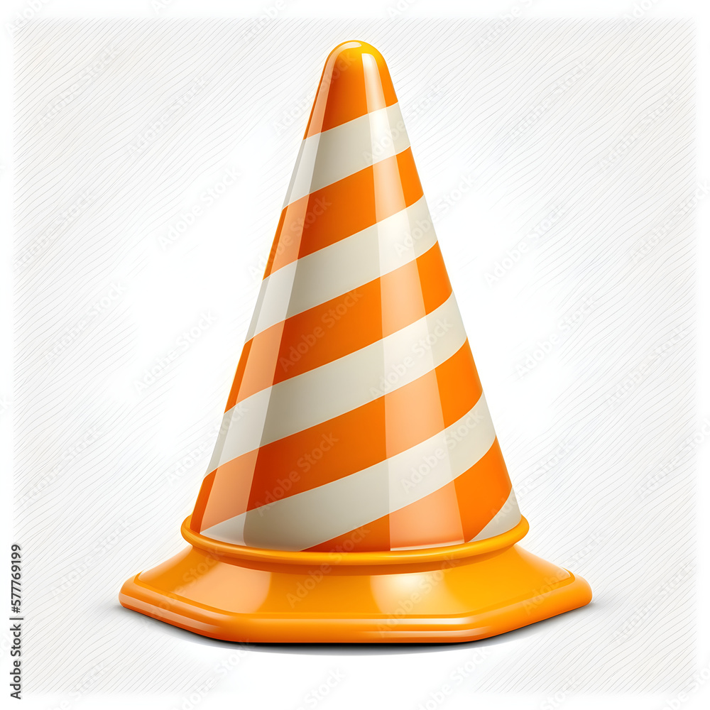 Cartoon striped traffic cone isolated on white. Vector illustration ...