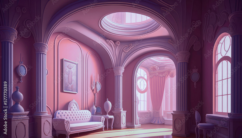 Pink Paradise Cartoon Pink Room Background | Sweet Girly Cartoon ...