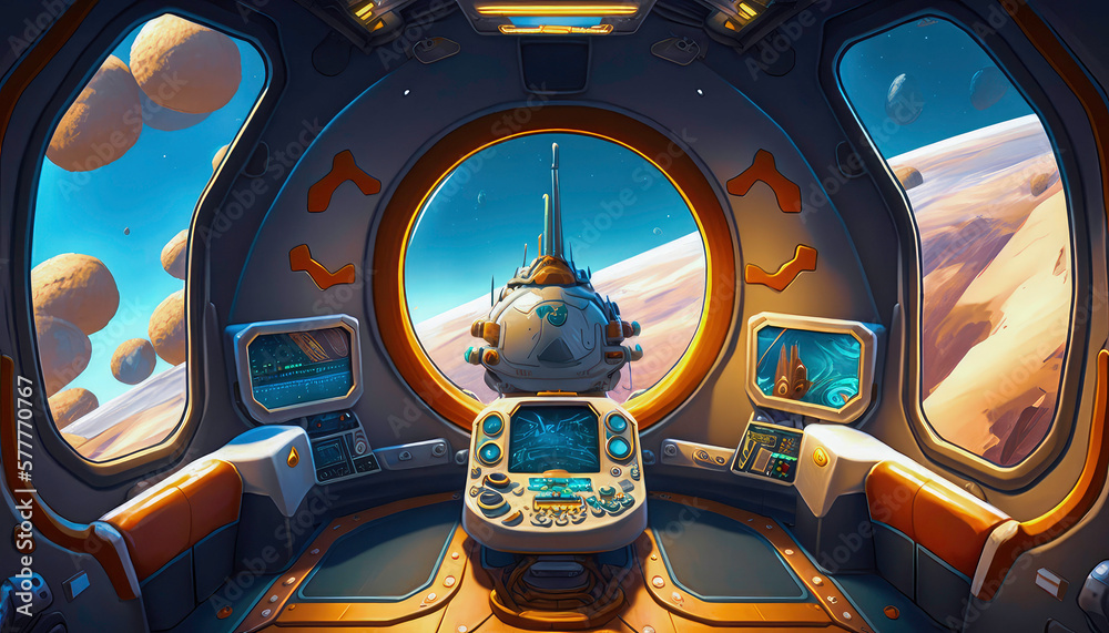 Cartoon Spaceship Cockpit Background Cartoon Cosmic Cockpit Backdrops ...
