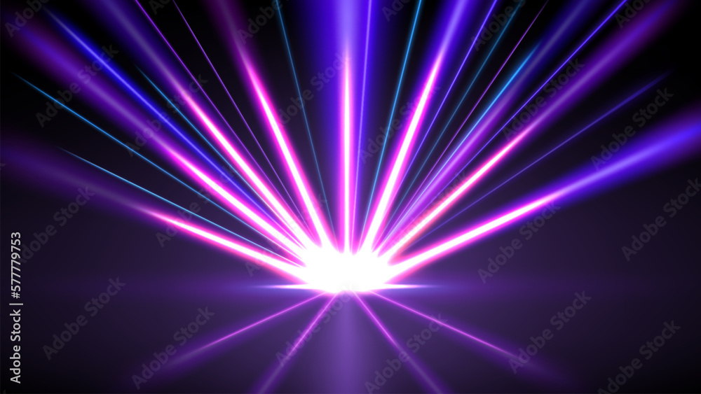 Purple Light Rays with Reflection, Vector Illustration Stock Vector ...